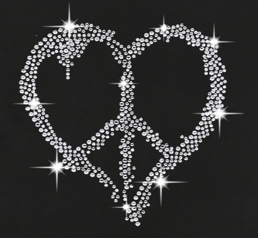 Heart Peace Rhinestone Bling Transfer / Tank Top / V- Neck T- Shirts ...