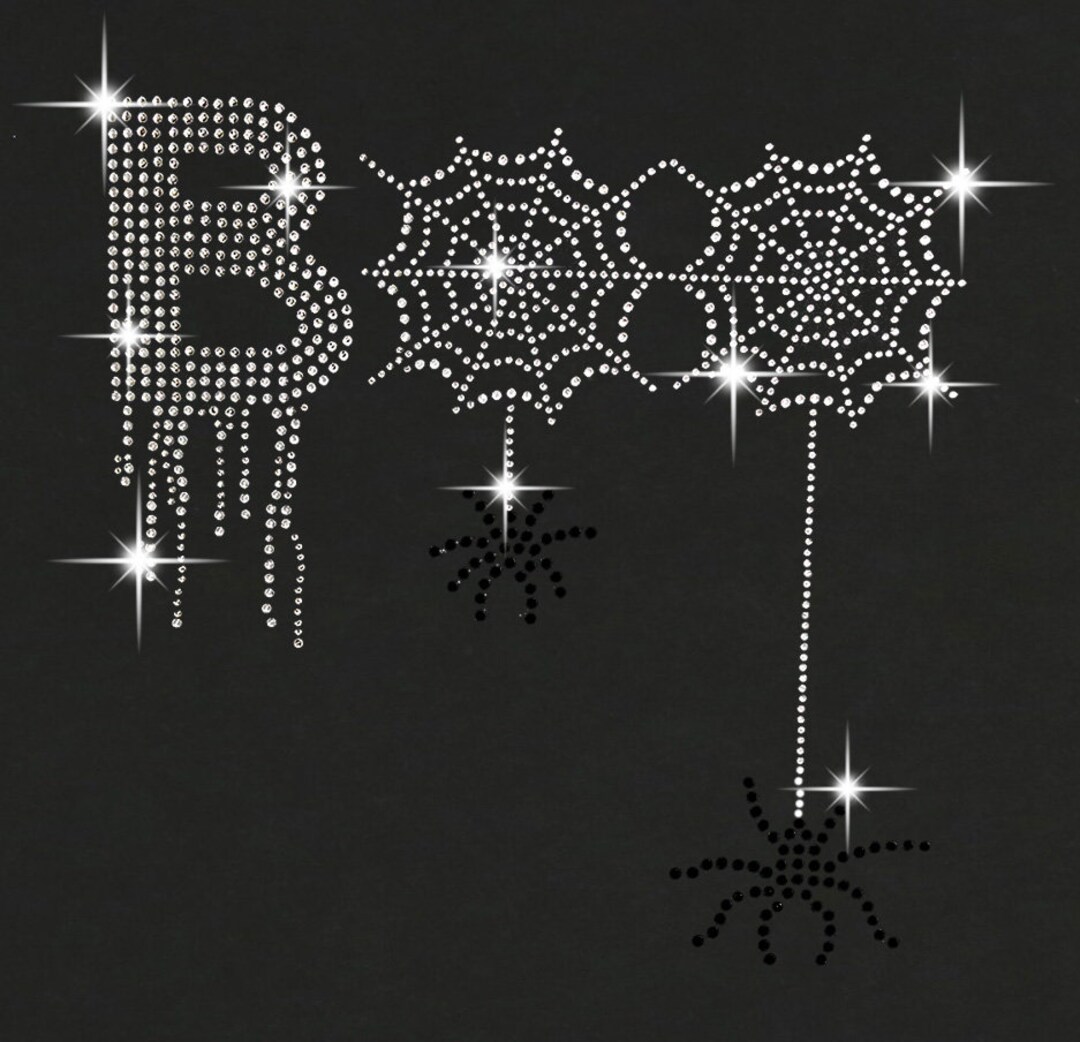 BOO With Spider Web Rhinestone Bling Transfer / V- Neck T- Shirts ...