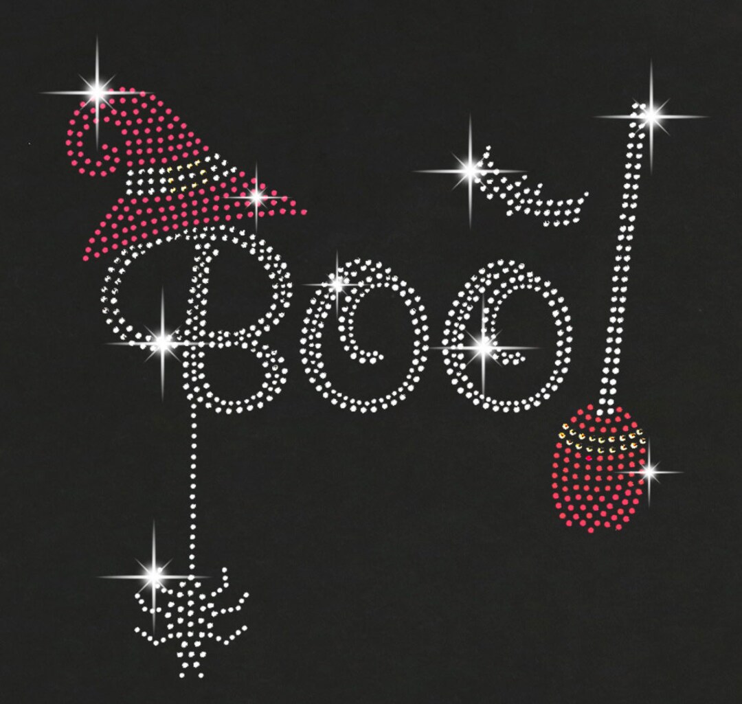 BOO With Spider Rhinestone Bling Transfer / V- Neck T- Shirts ...
