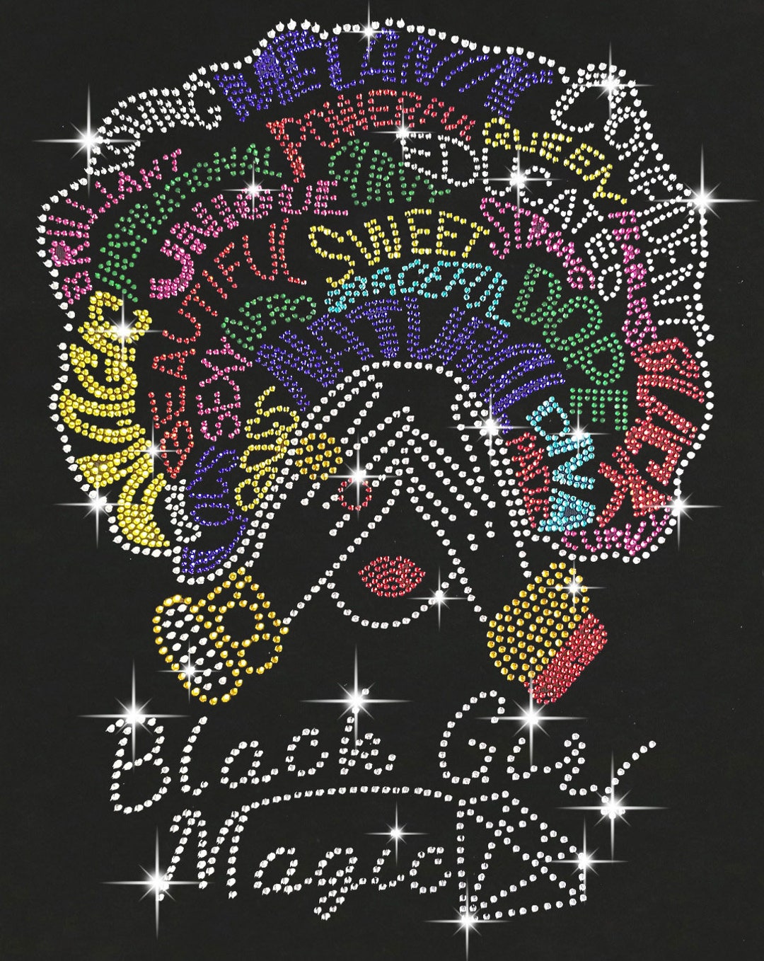 Black Girl Magic Rhinestone Bling Tank Top / V- Neck T- Shirts ...