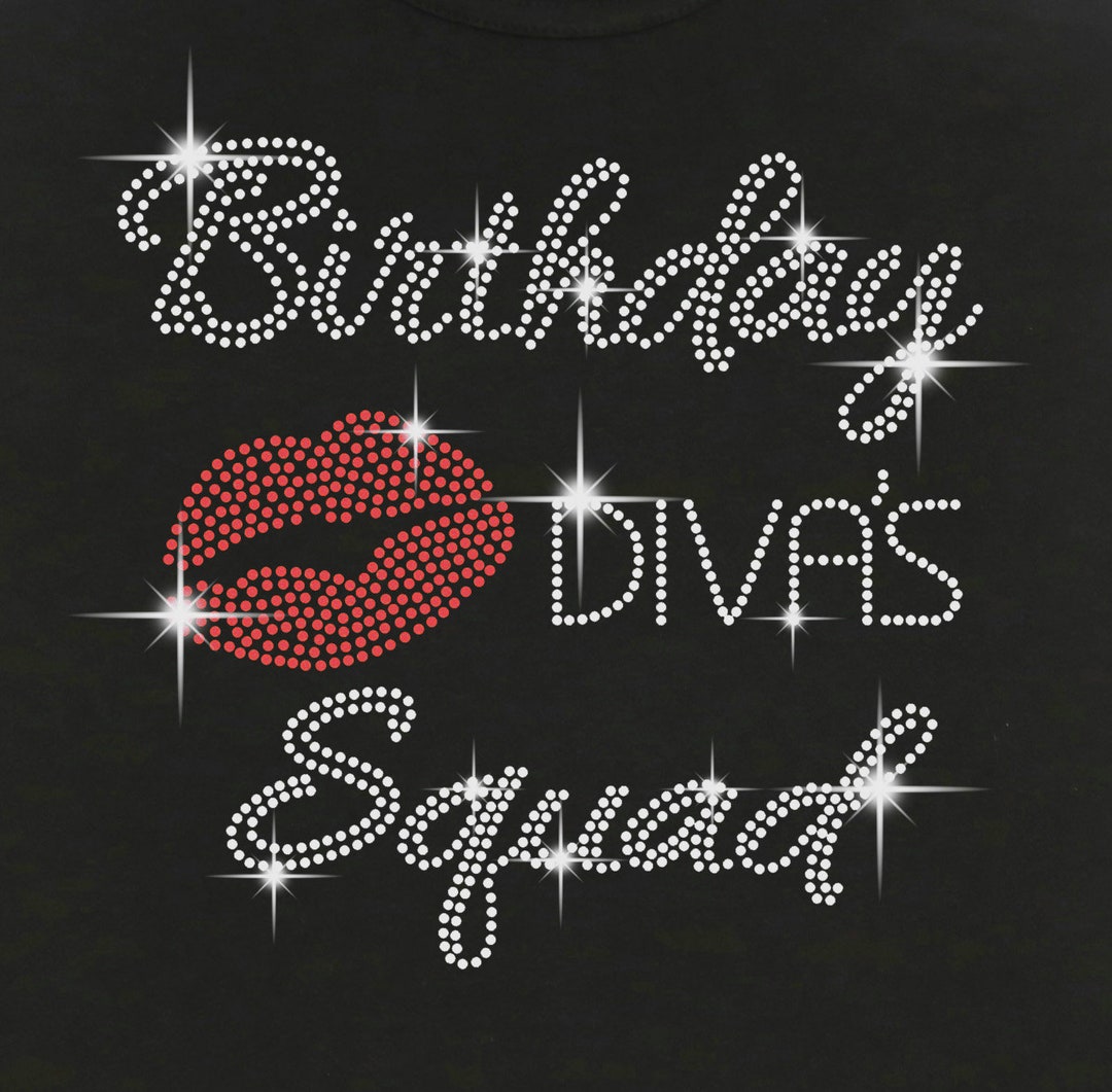 Birthday Diva Squad - Red Rhinestone Bling Transfer / Tank Top /V- Neck ...