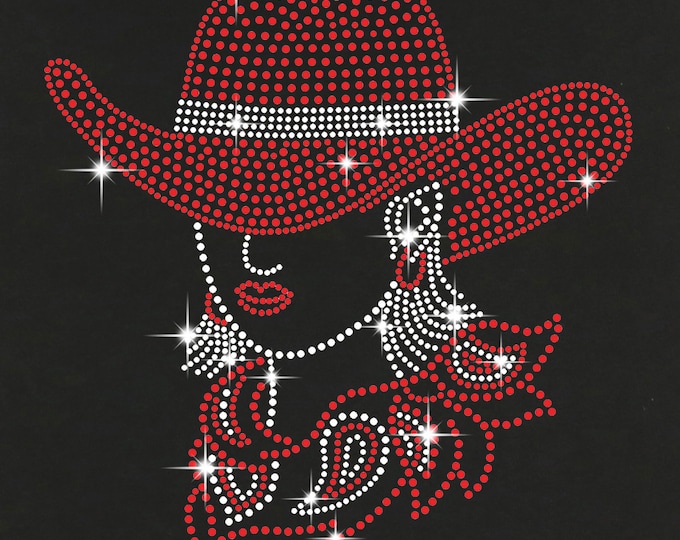 Cowgirl- Red Hat Rhinestone Bling /tank Top / V- Neck T- Shirts ...