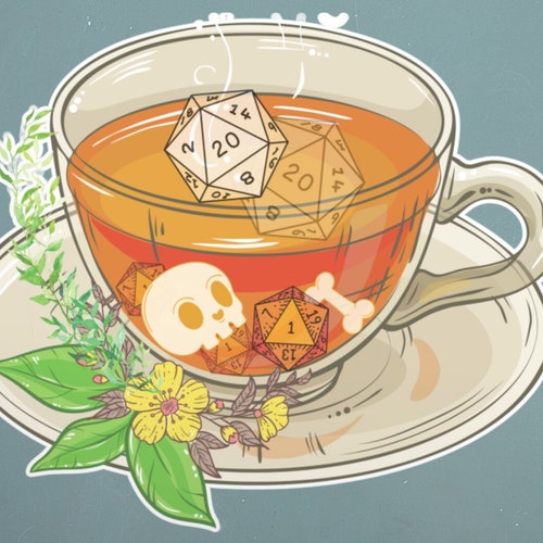 Cute Dnd Tea Sticker Dnd Stickers D20 Sticker Dice Laptop - Etsy