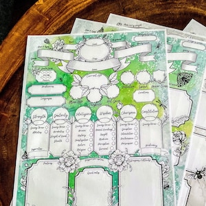 Dnd Printable Character Sheet, Dnd Botanical Character Sheet, Dnd ...