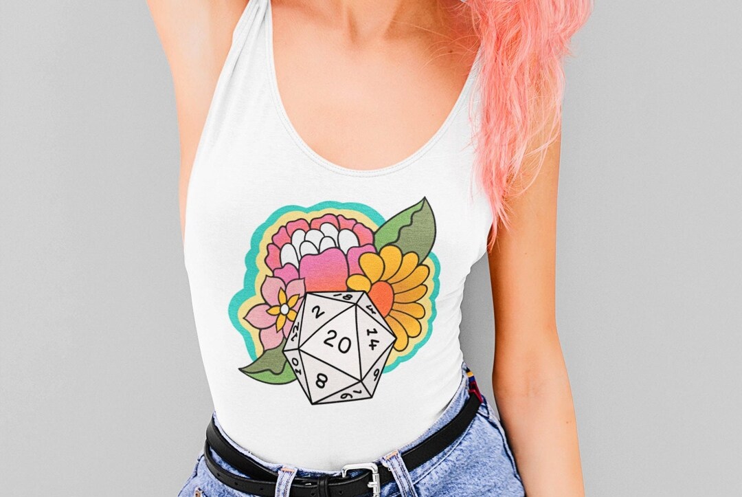 D&D Psychedelic Flowers Tank Top, D20 Tank Top, Dnd Moon Tank Top ...