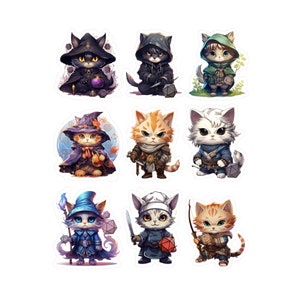 Dnd Cat Sticker, Dnd Cat Decals, Dnd Cats Sticker Sheet, Dnd Cute ...