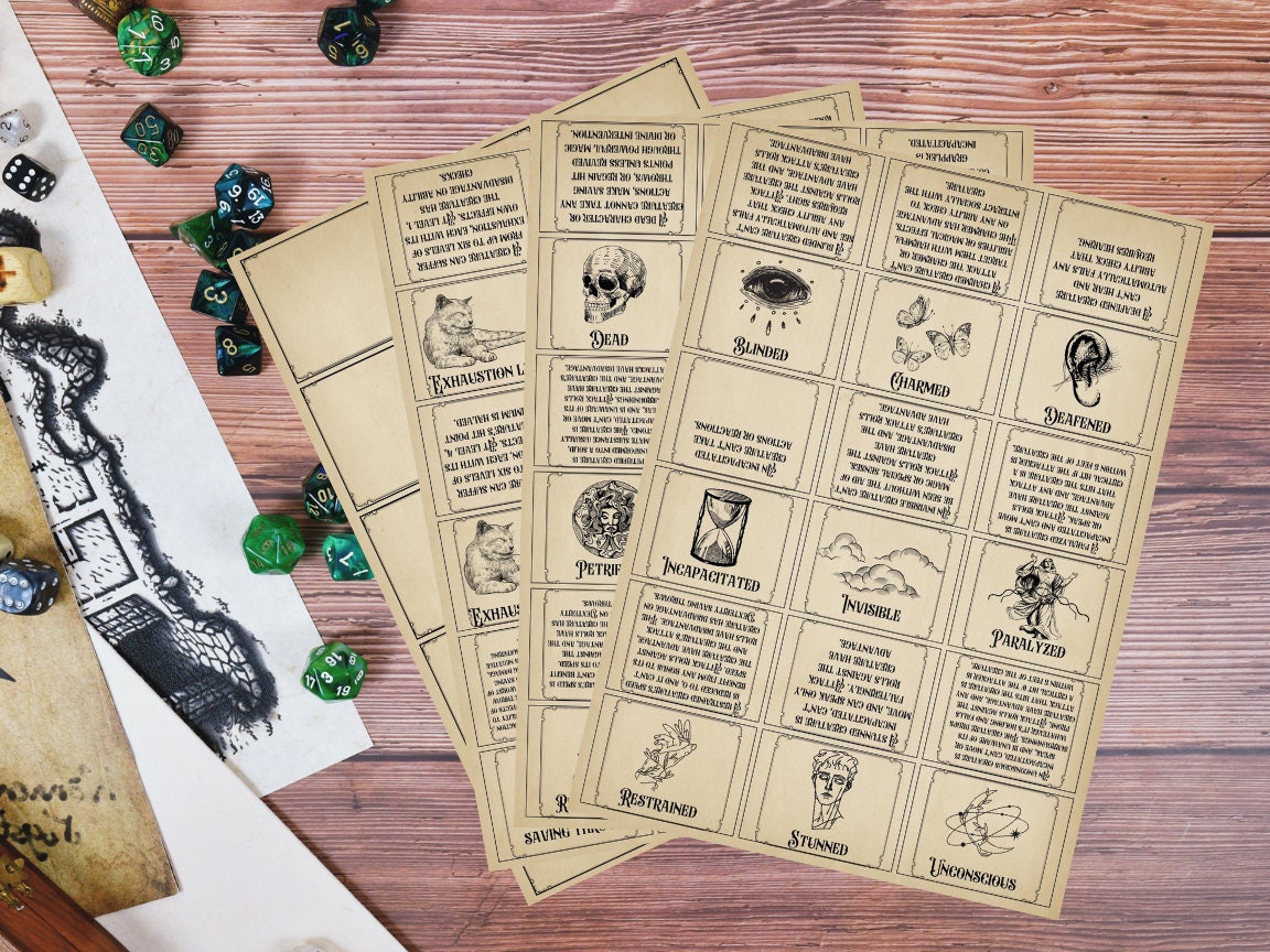 Dnd Printable Status Cards, Dnd Digital Status Cards, Dnd 5e Status ...