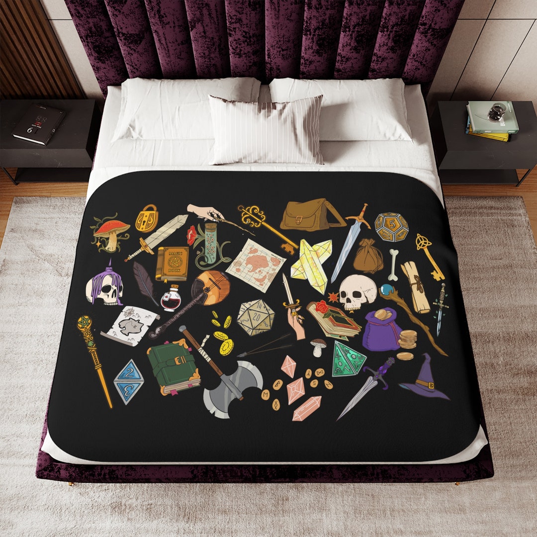 Dnd Blanket, Dnd Sherpa Blanket, Dnd Bed Cover, D20 Blanket, RPG ...