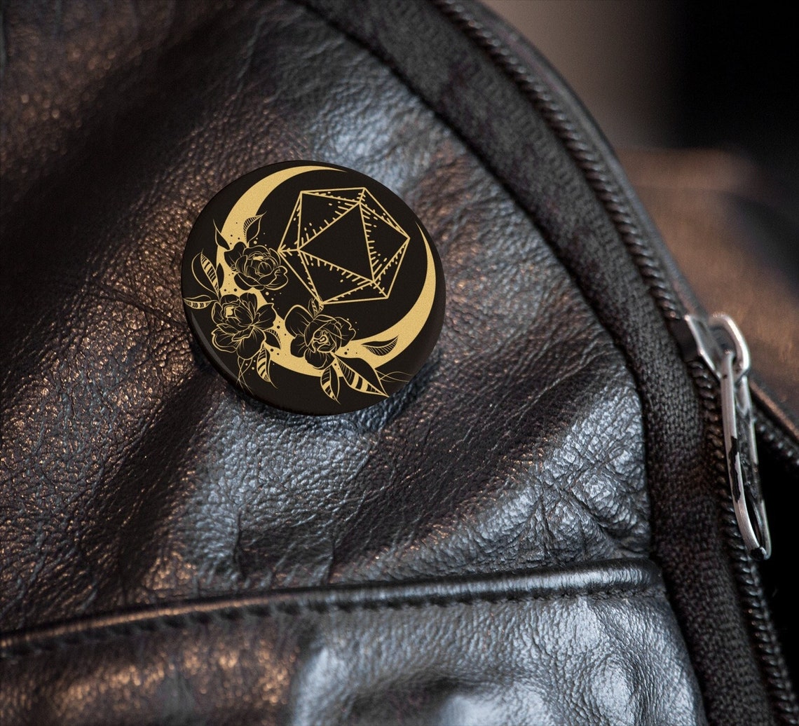 Dnd Moon Button Dnd Pin D20 Button DND Gift Dnd Merch Dnd - Etsy