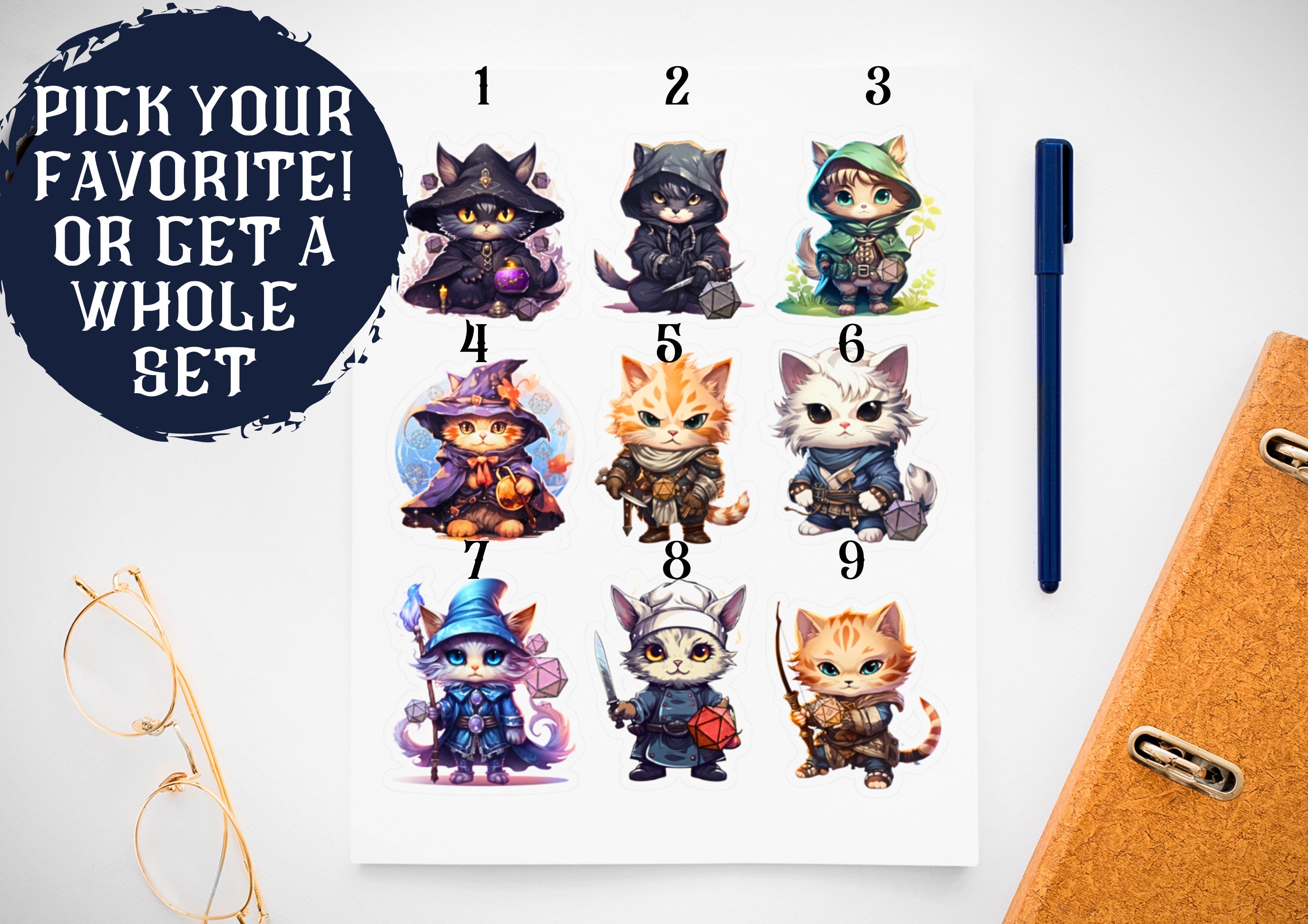 Dnd Rogue Cat Stickers, Dnd Cat Decals, Dnd Cats Sticker Sheet, Dnd ...