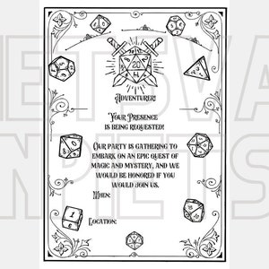 Dnd Printable Invitation, Dnd Party Invitation, Dnd Digital Invitation ...