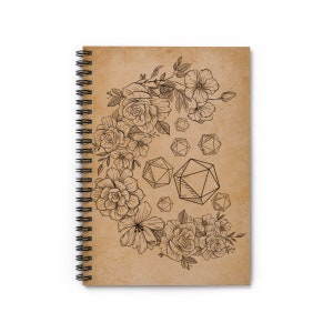 Dnd Vintage Notebook, D&D Journal, D20 Flowers and Dice, Dnd Character ...