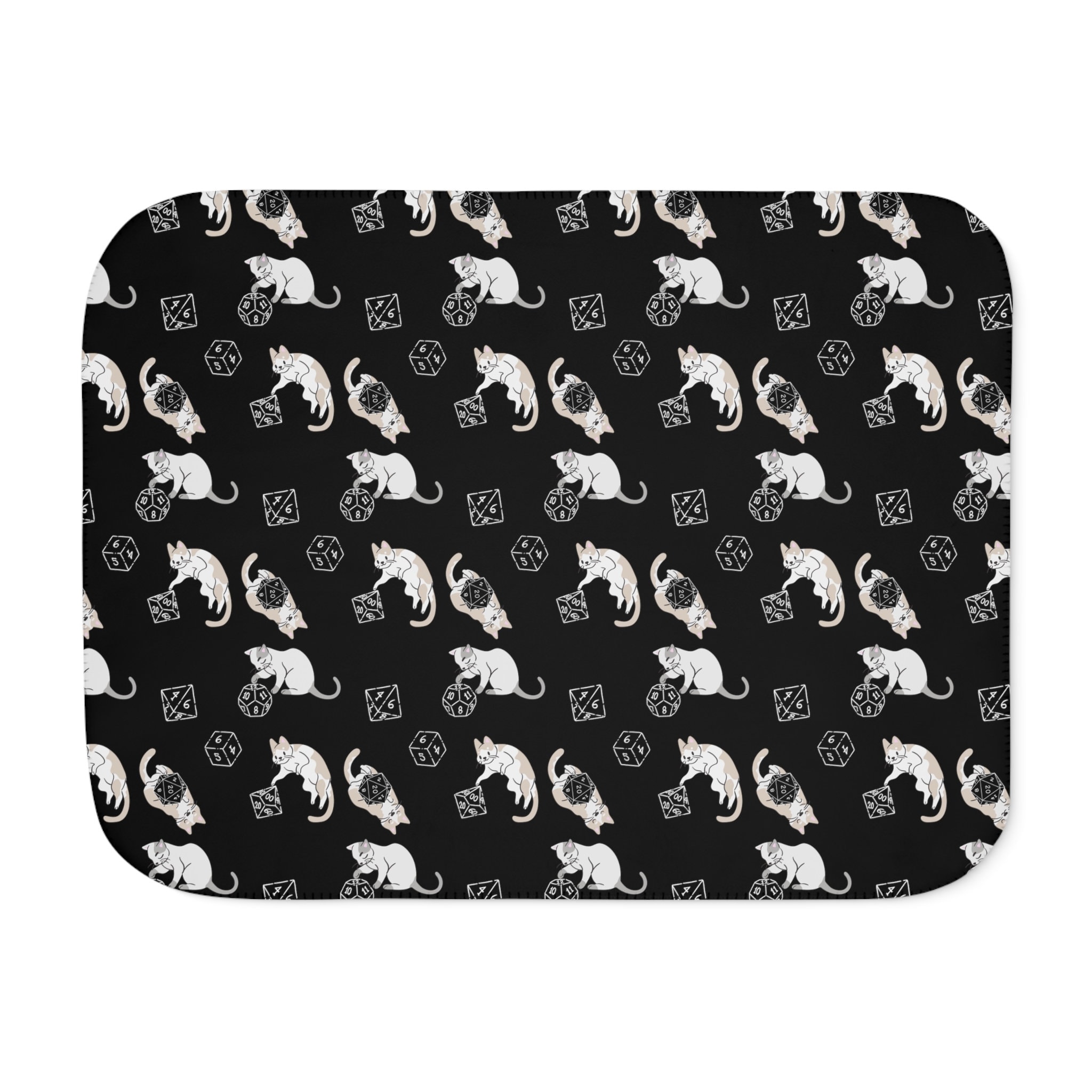 Dnd Cats and Dice Blanket, Dnd Sherpa Blanket, Dnd Cats Cover, Dnd Dice ...