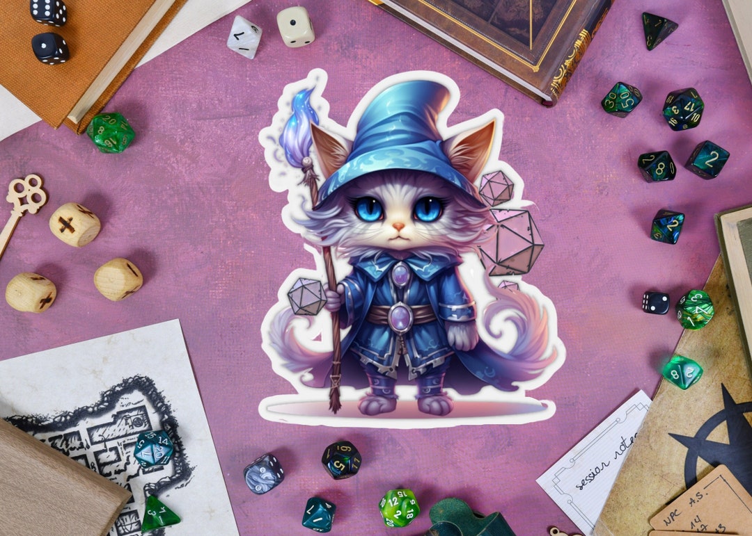 Dnd Sticker, Dnd Cat Sticker, D20 Sticker, Cat Laptop Decal, DND ...