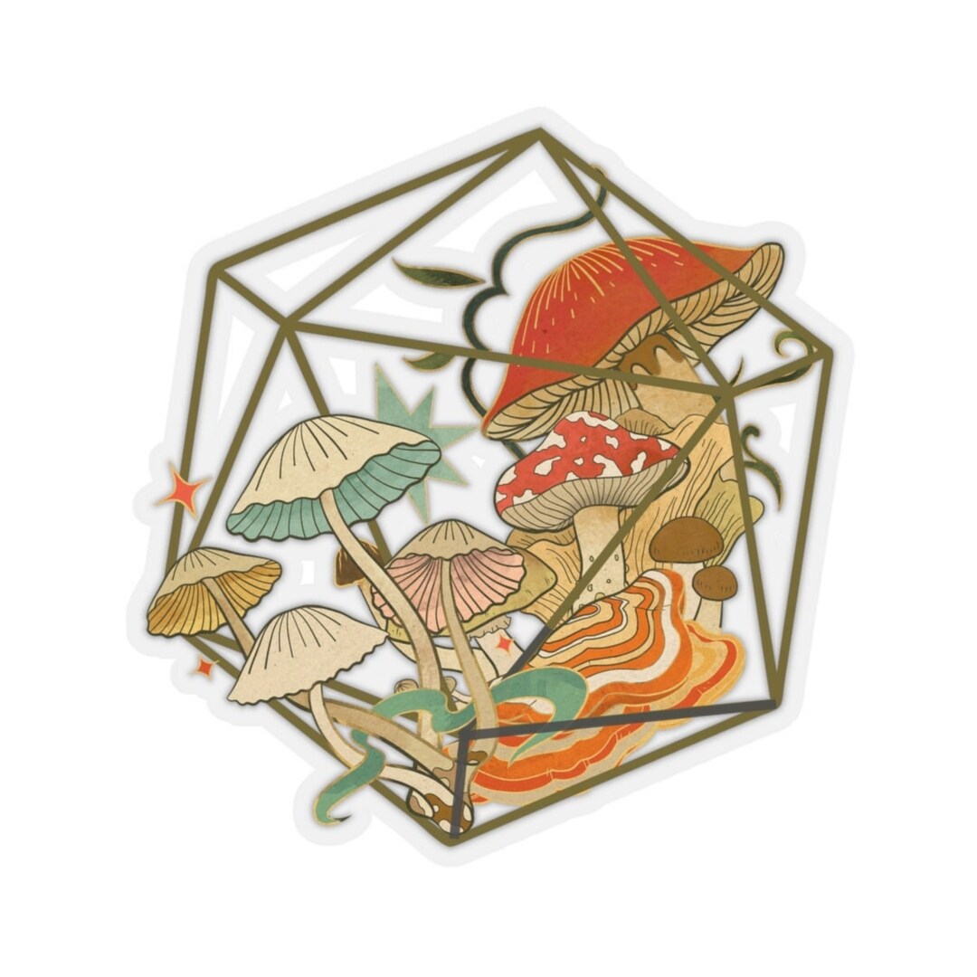 D20 Mushrooms Sticker, Dnd Stickers, D20 Sticker, Dice Laptop Decal ...