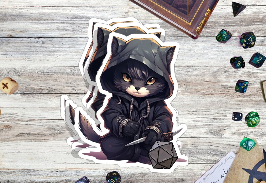 Dnd Rogue Cat Stickers, Dnd Cat Decals, Dnd Cats Sticker Sheet, Dnd ...