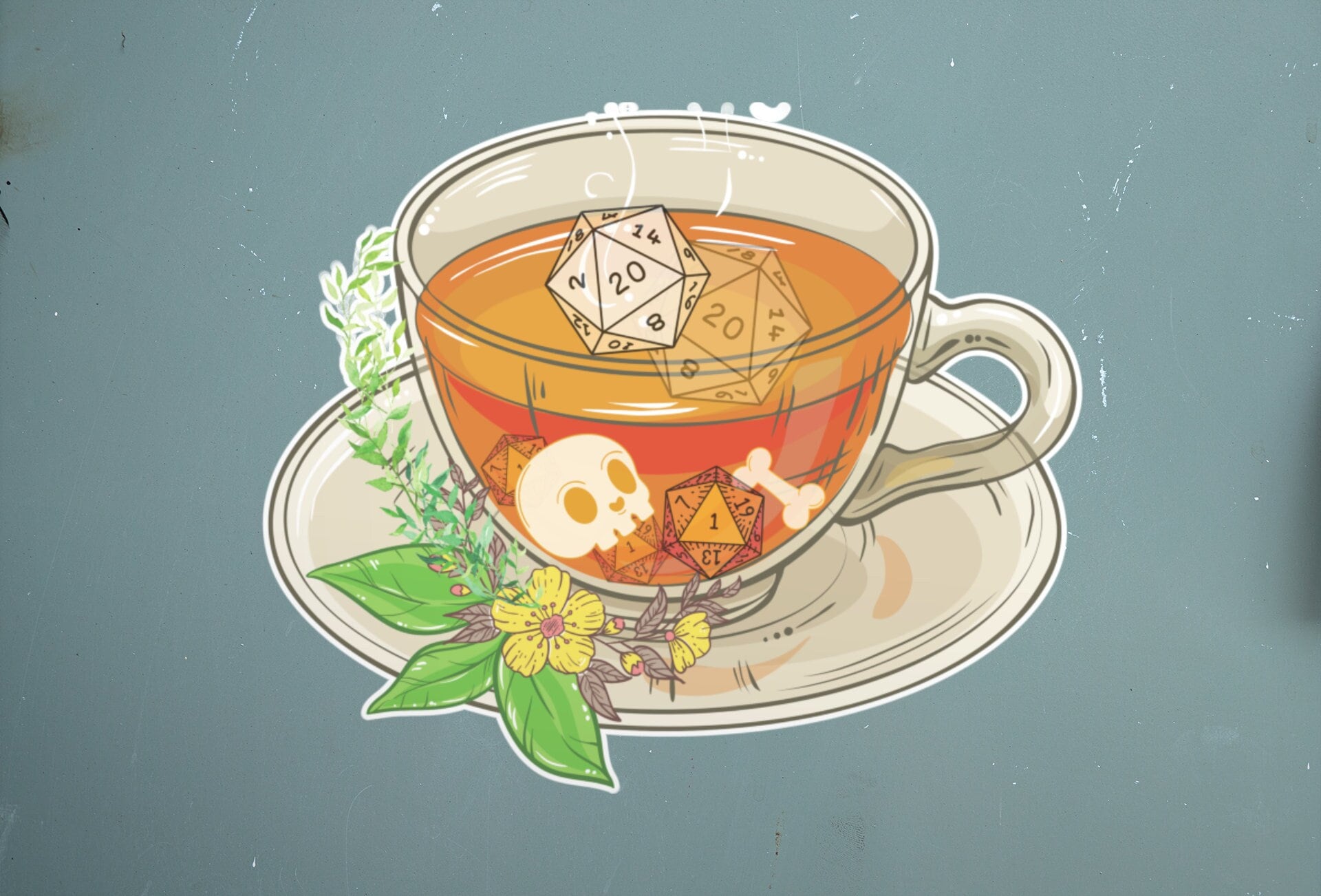 Cute Dnd Tea Sticker Dnd Stickers D20 Sticker Dice Laptop - Etsy UK