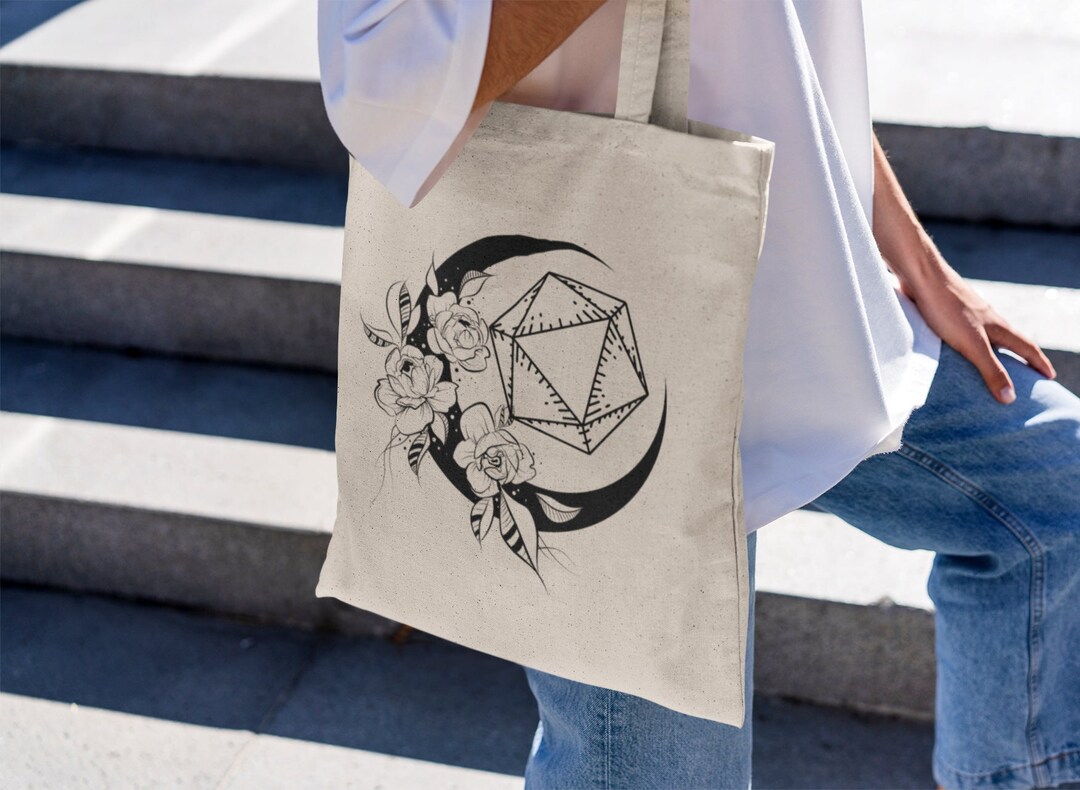 Dnd Moon and Dice Bag, Dnd Tote Bag, Dnd Canvas Tote Bag, Dnd Bag, DM ...