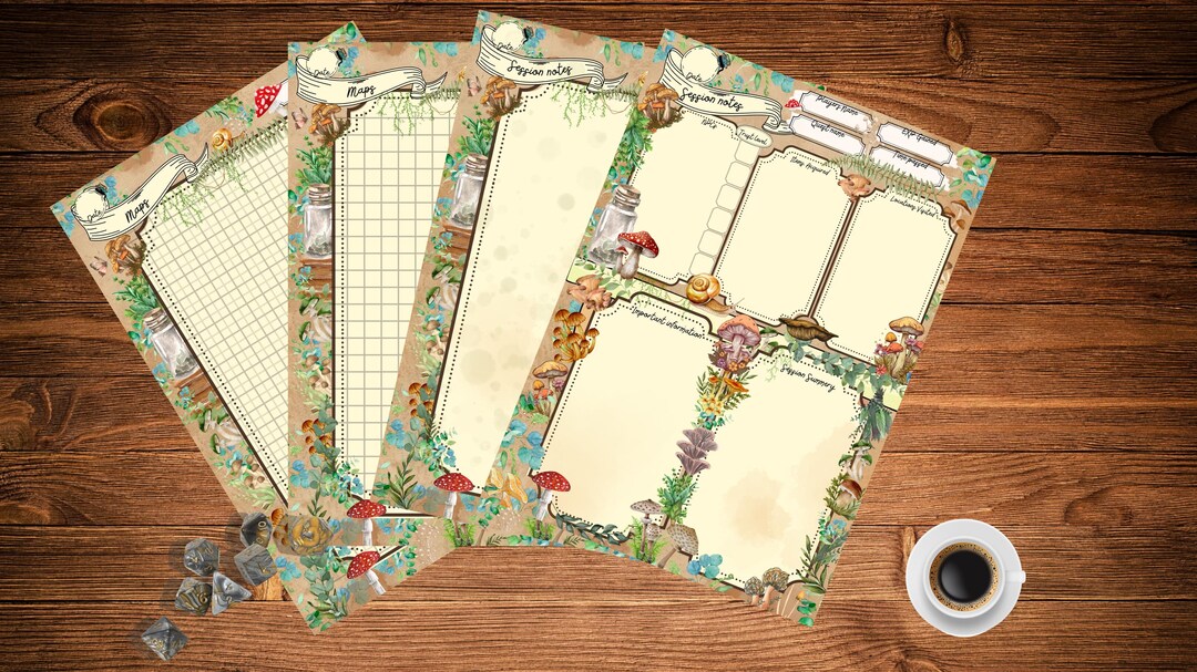 Dnd Mushrooms Notes for Character Sheets, Dnd Watercolor Notebook, Dnd ...