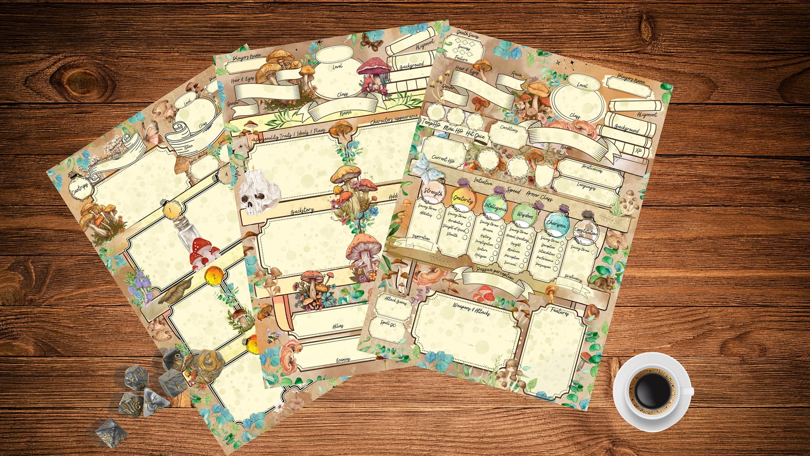 Dnd Printable Character Sheet, Dnd Mushrooms Character Sheet, Dnd ...
