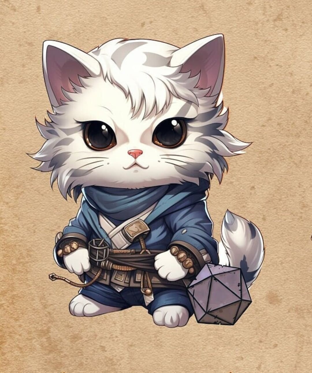 Dnd Witcher Cat Stickers, Dnd Monk Cat Decals, Dnd Cats Sticker Sheet ...