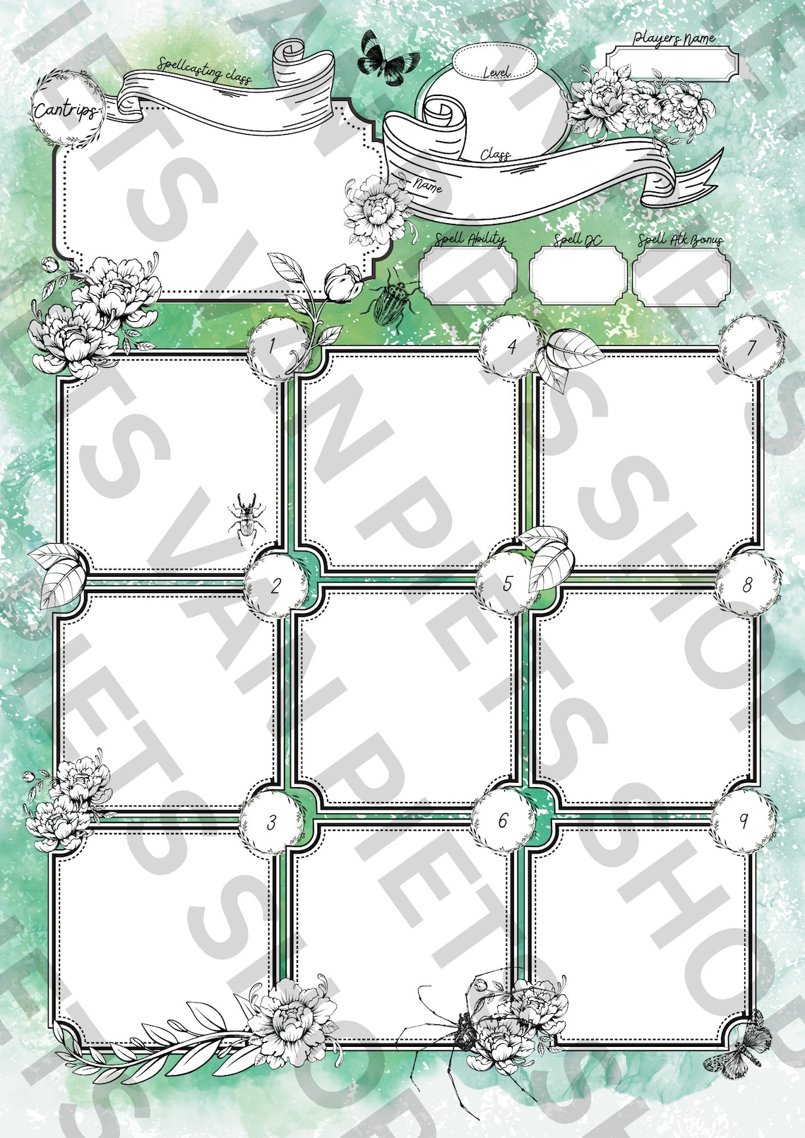 Dnd Printable Character Sheet Dnd Botanical Character Sheet - Etsy UK