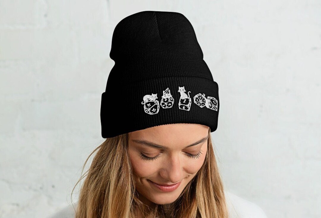 Dnd Beanie, Dnd Cats Beanie, D&D Beanie, Dnd DM Beanie, Dnd Embroidery ...