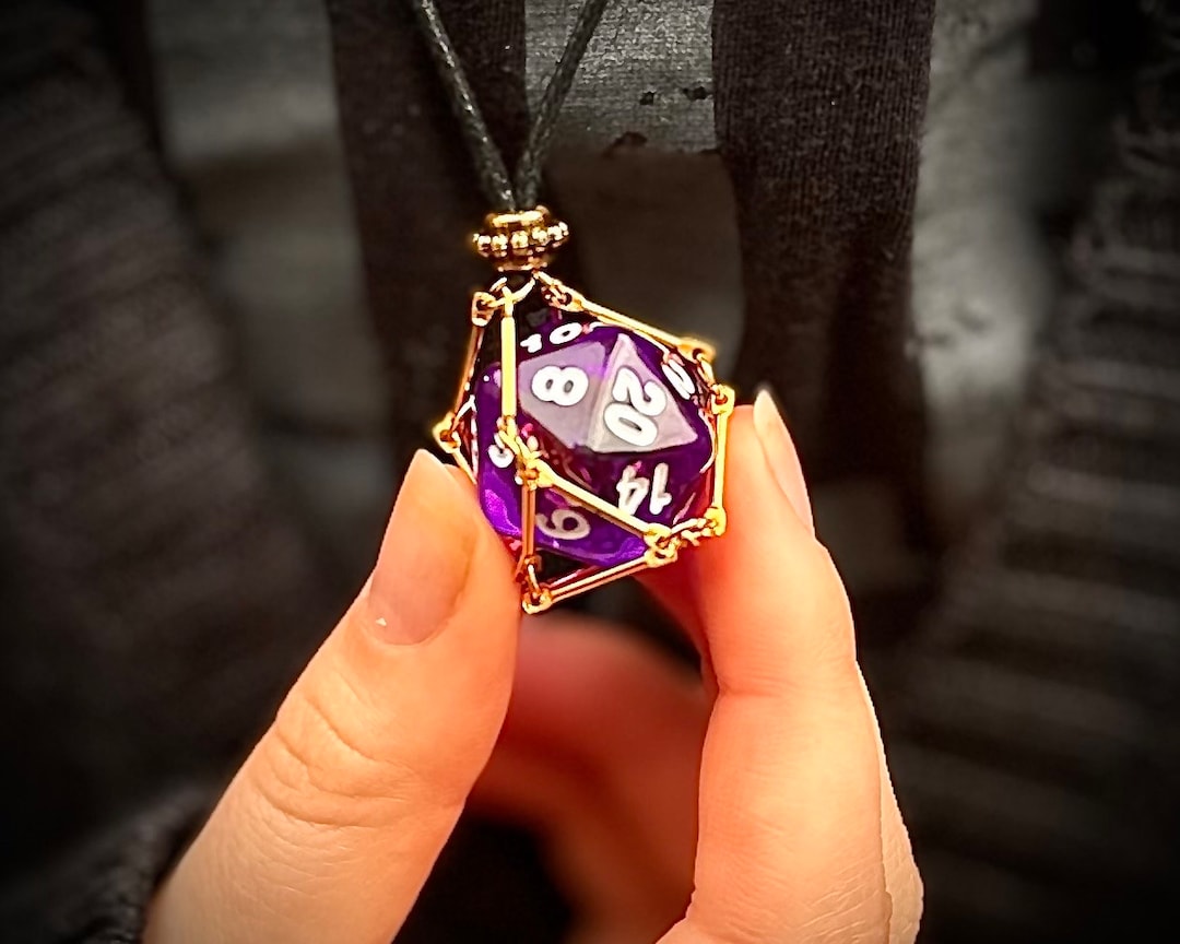 Dnd Necklace, D20 Necklace, Dnd Jewelry, Handmade Net Dice Necklace ...