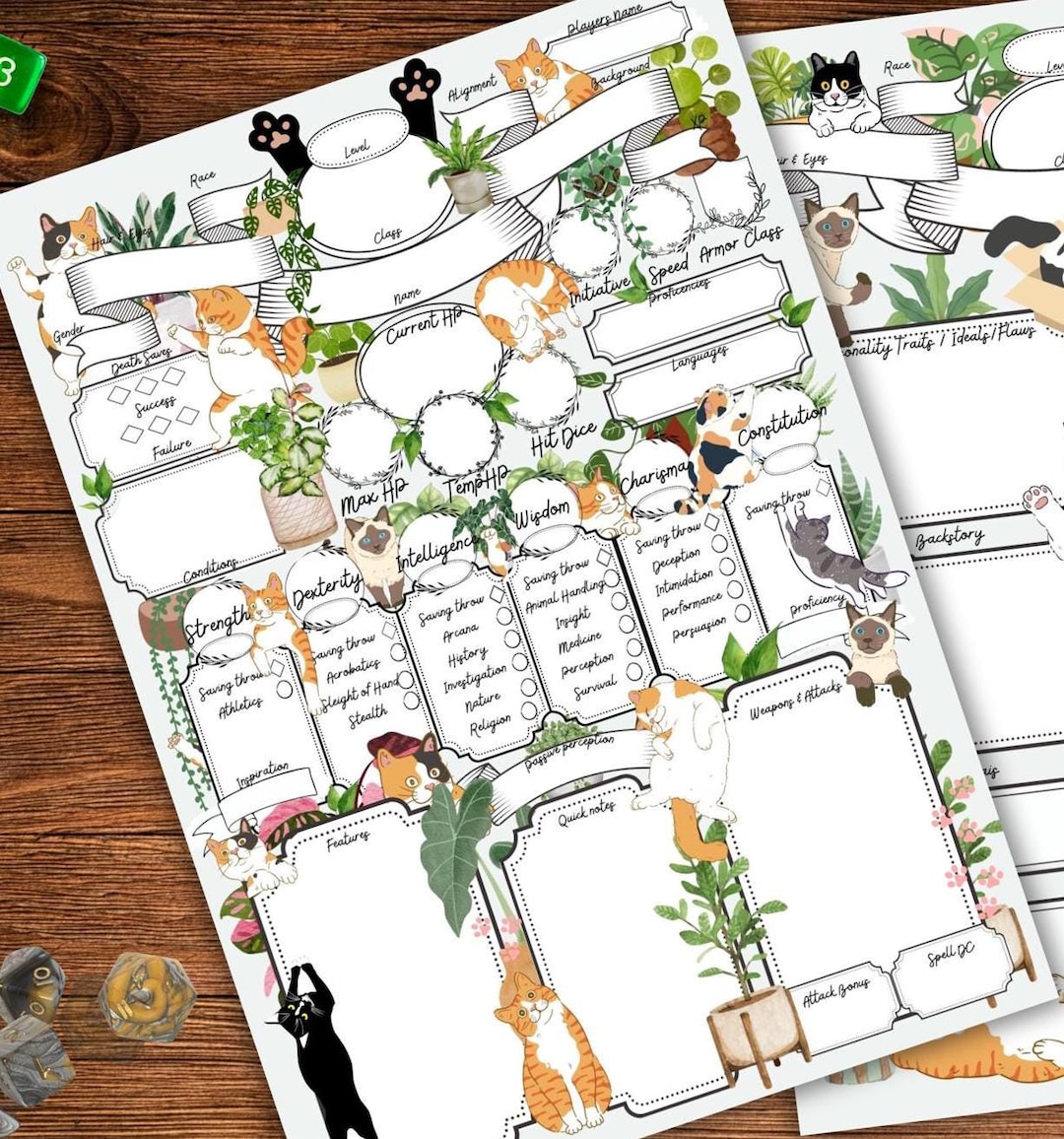 Dnd Cats Character Sheet, Custom Dnd Character Sheet, House Plants Dnd ...