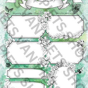 Dnd Printable Character Sheet, Dnd Botanical Character Sheet, Dnd ...