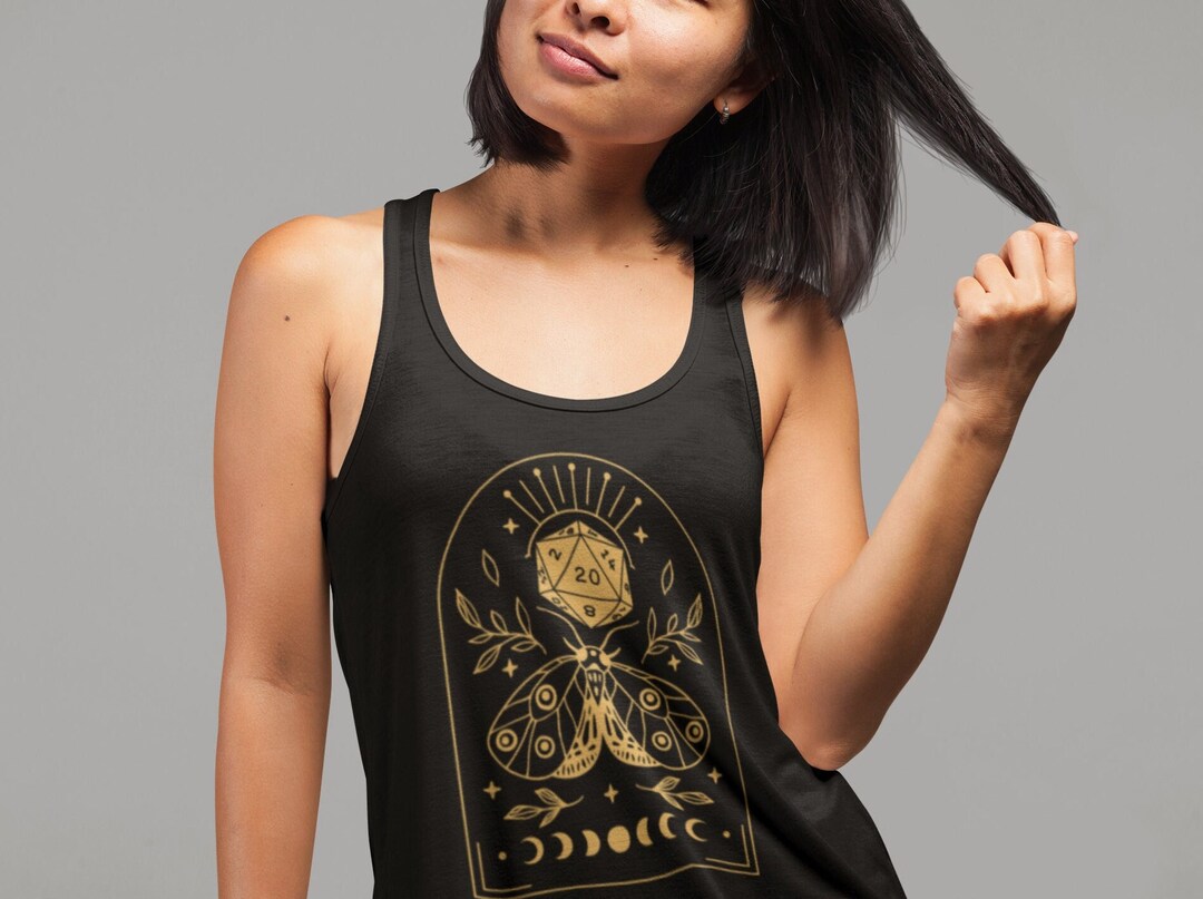 D&D Moth and D20 Tank Top, D20 Tank Top, Dnd Moon Tank Top, Women's ...