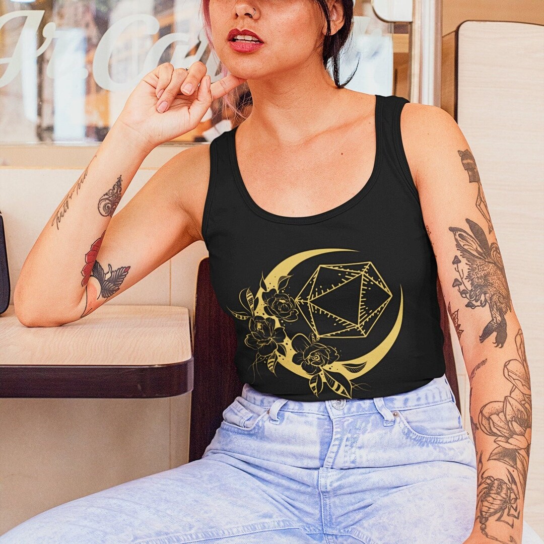 D&D Tank Top, Moon and D20 Tank Top, Dnd Druid Tank Top, Women's ...