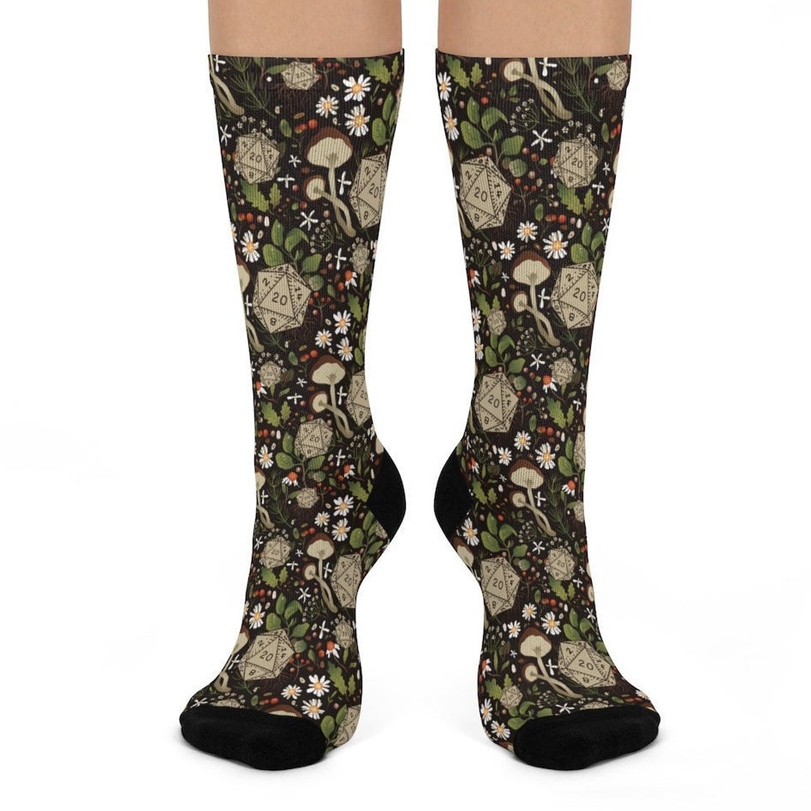 Cute Druid Dnd Socks, Mushrooms and Flowers Socks, Dnd Funny Socks, Dnd ...