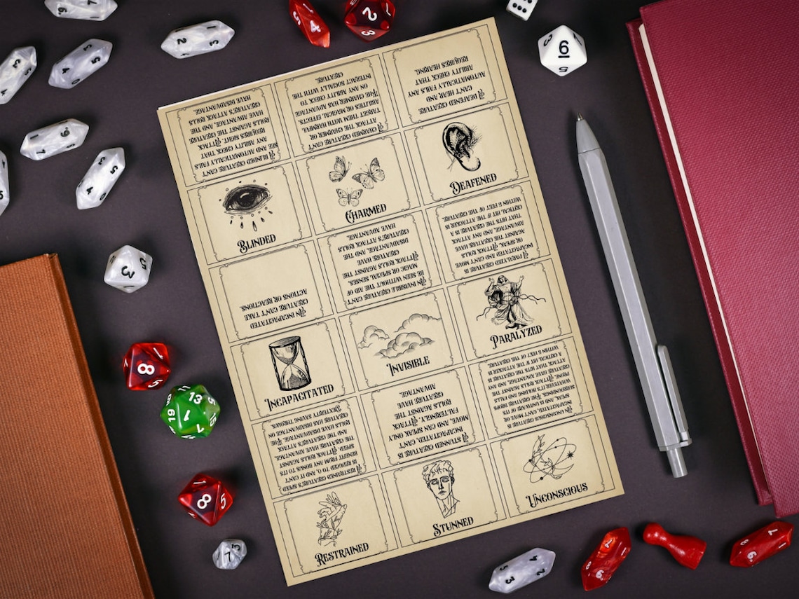 Dnd Printable Status Cards, Dnd Digital Status Cards, Dnd 5e Status ...