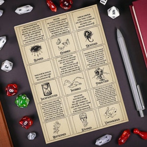 Dnd Printable Status Cards, Dnd Digital Status Cards, Dnd 5e Status ...