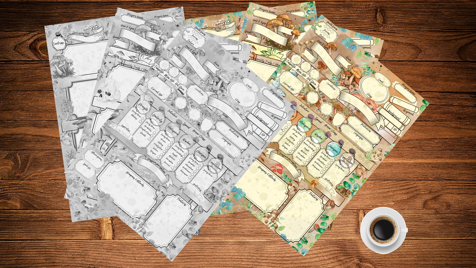 Dnd Printable Character Sheet, Dnd Mushrooms Character Sheet, Dnd Character Sheet Template, D&D ...