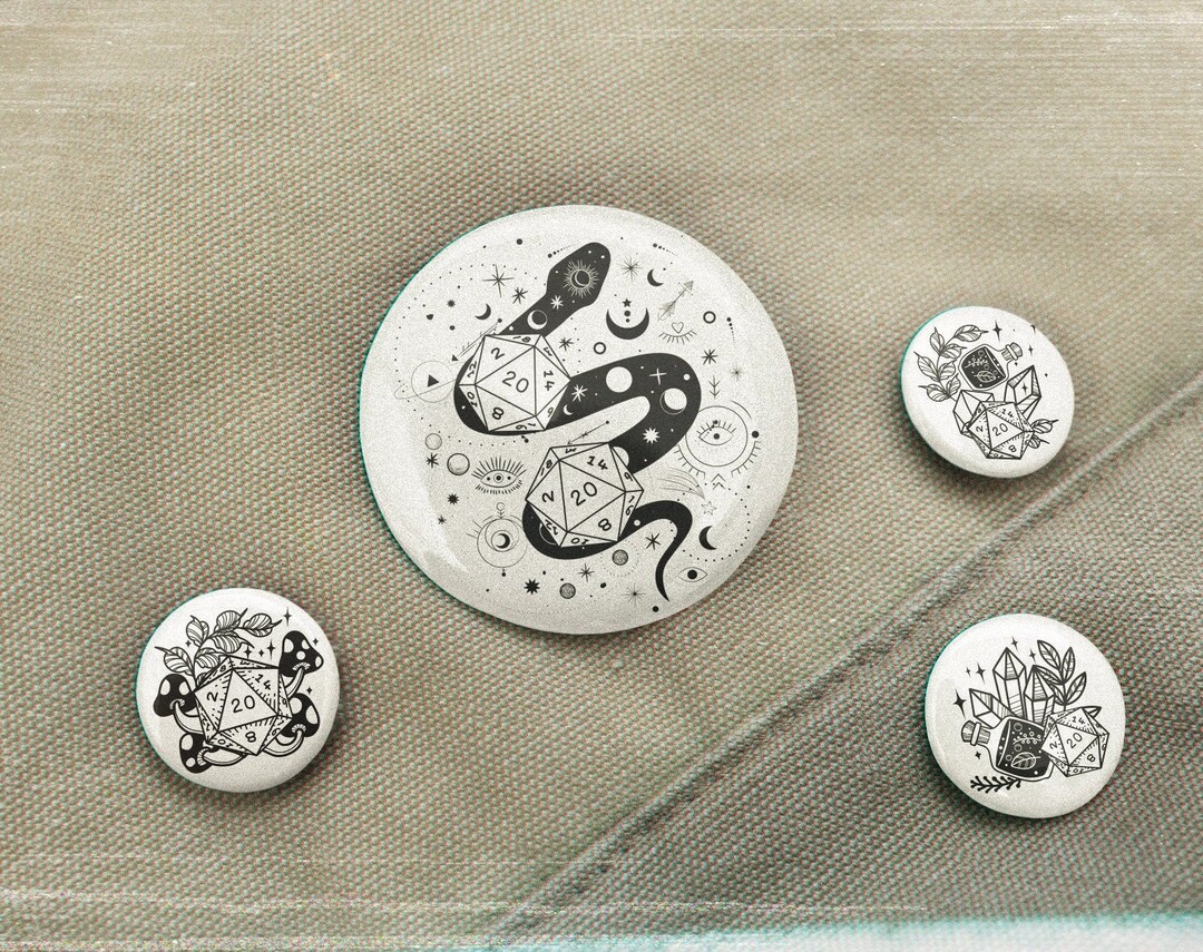 Dnd Badges Set of 4, Dnd Buttons, Dnd Pins, D&D Set of Badges, TTRPG ...