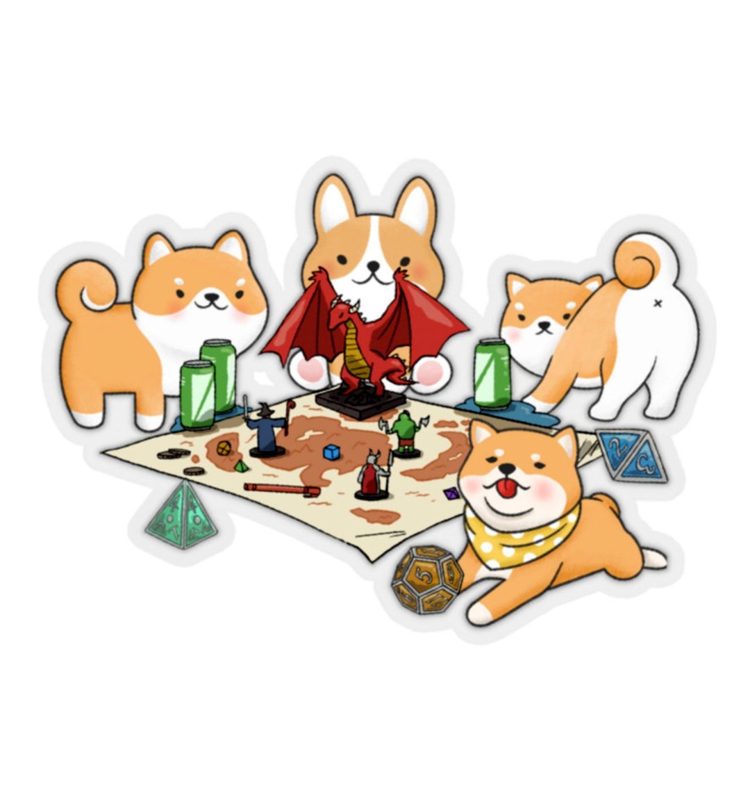 Dogs Playing Dnd Sticker, Dnd Dog Stickers, D20 Stickers, D&d Laptop ...
