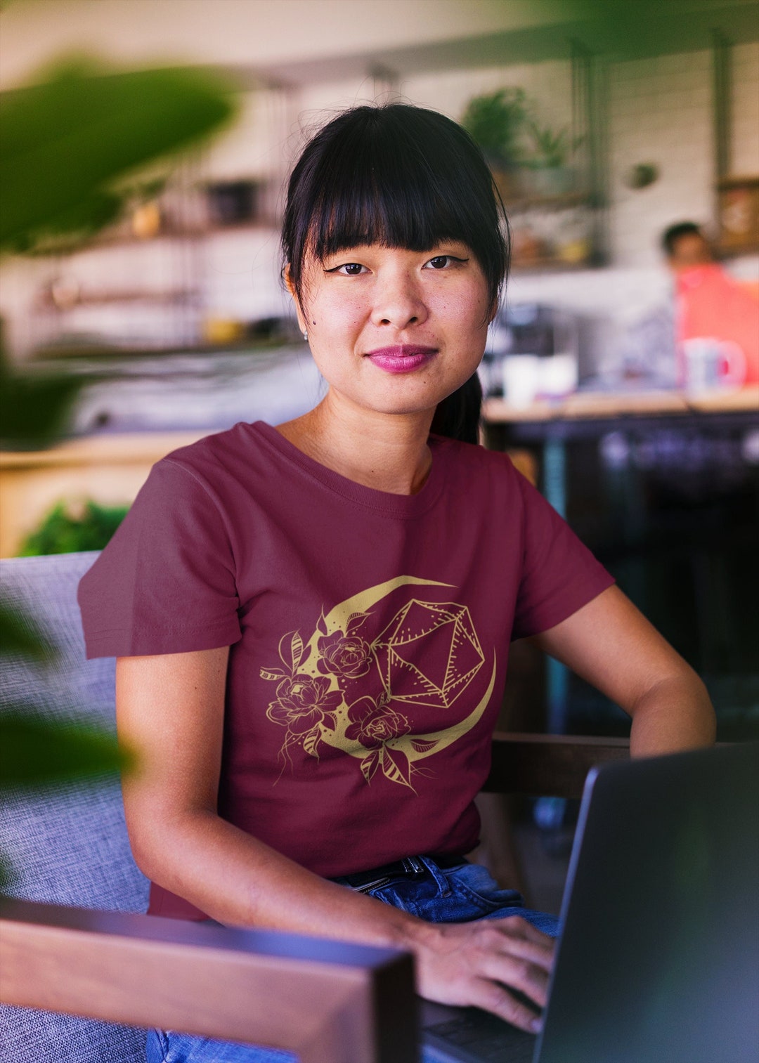 Moon and Flowers, D20 Dice Dnd Shirt, D20 Dnd Shirt, DM Shirt, D&D ...