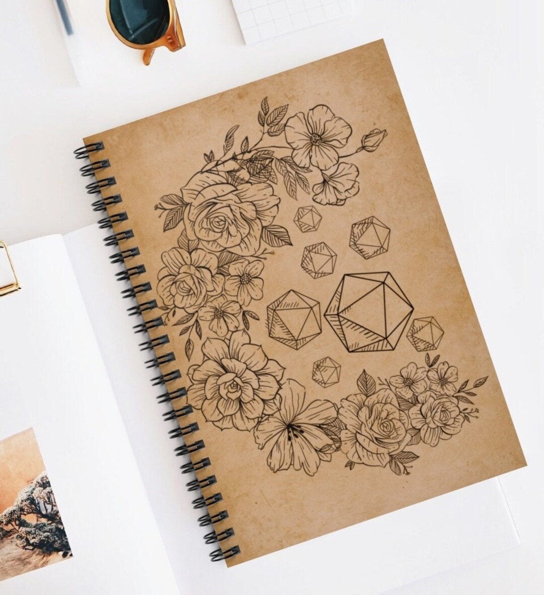 Dnd Vintage Notebook, D&D Journal, D20 Flowers and Dice, Dnd Character ...