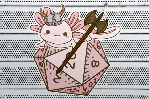 Cute Axolotl Barbarian Dnd Sticker Dnd Stickers D20 - Etsy