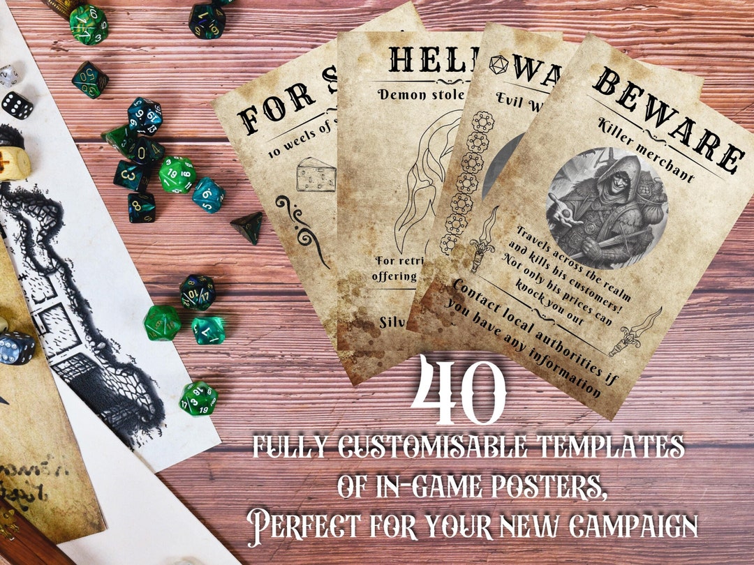 Digital Dnd Posters, 40 Editable D&D Poster Templates, Customisable RPG ...