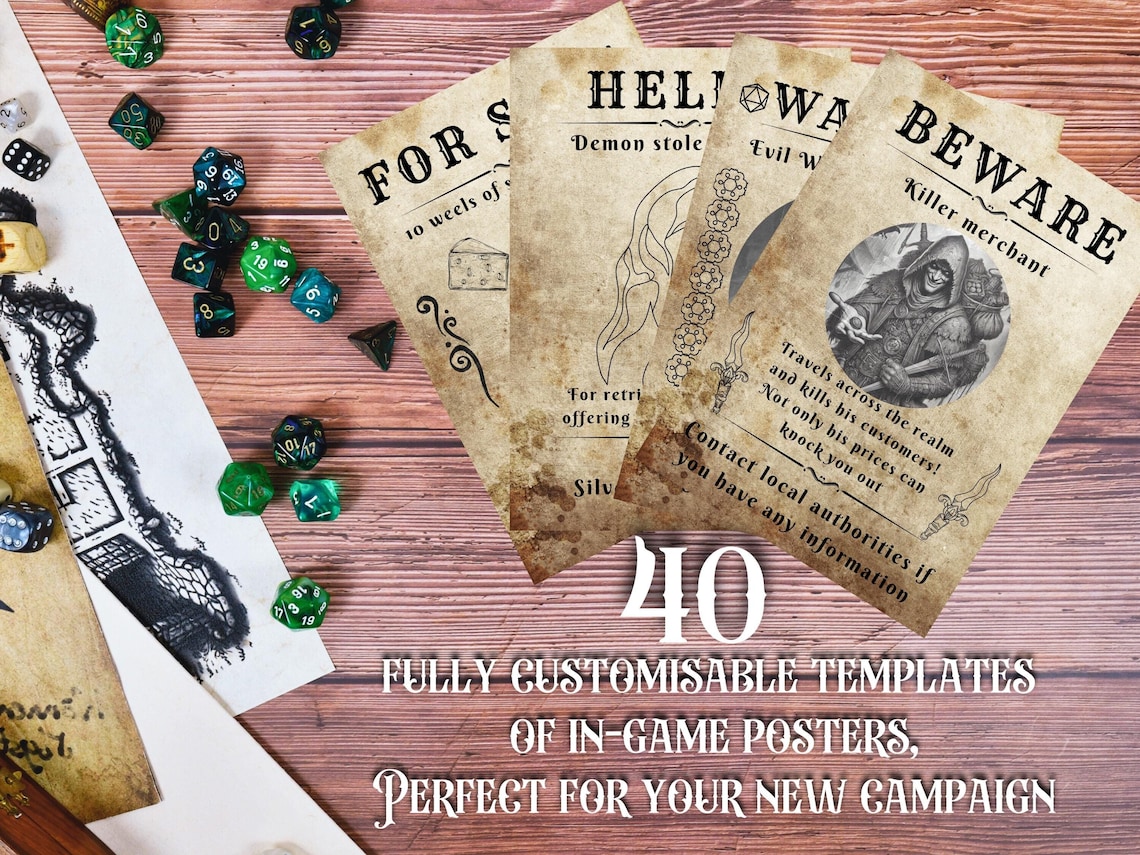 Digital Bundle of Dnd Posters, 40 D&D Poster Templates, Customisable ...
