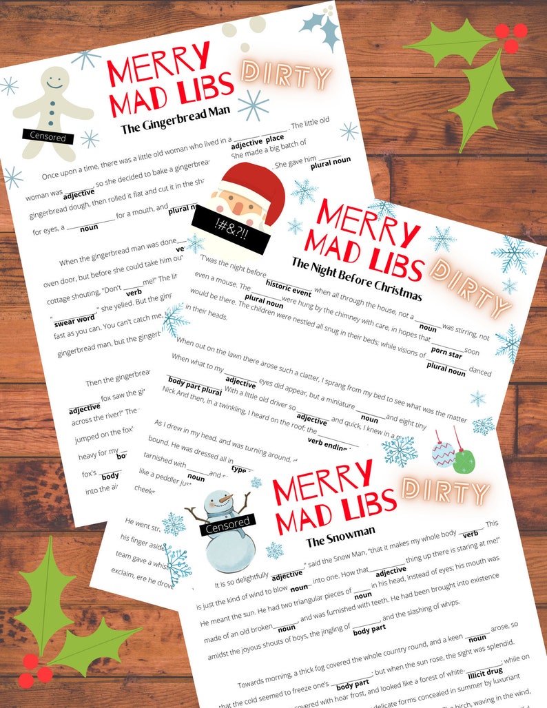 Merry Mad Libs Printable (dirty), Word Game , Christmas Game, Instant ...