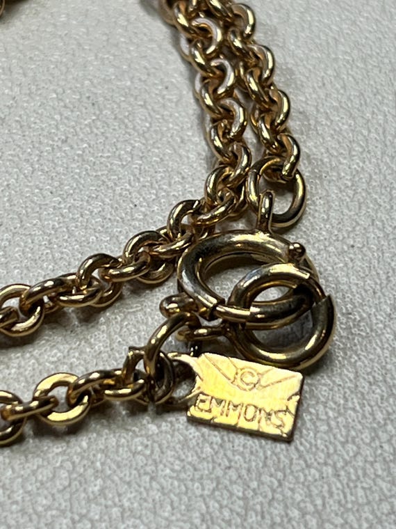 Vintage EMMONS gold tone/green glass pendant necklace - Gem