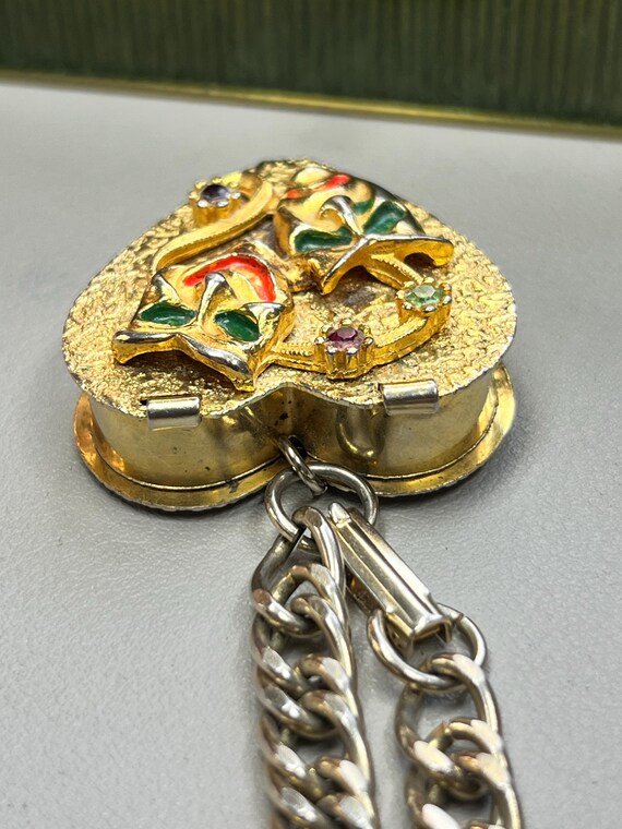 Rare, vintage Comedy/Tragedy heart locket charm brace… - Gem