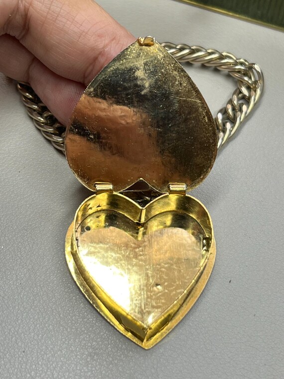 Rare, vintage Comedy/Tragedy heart locket charm brace… - Gem