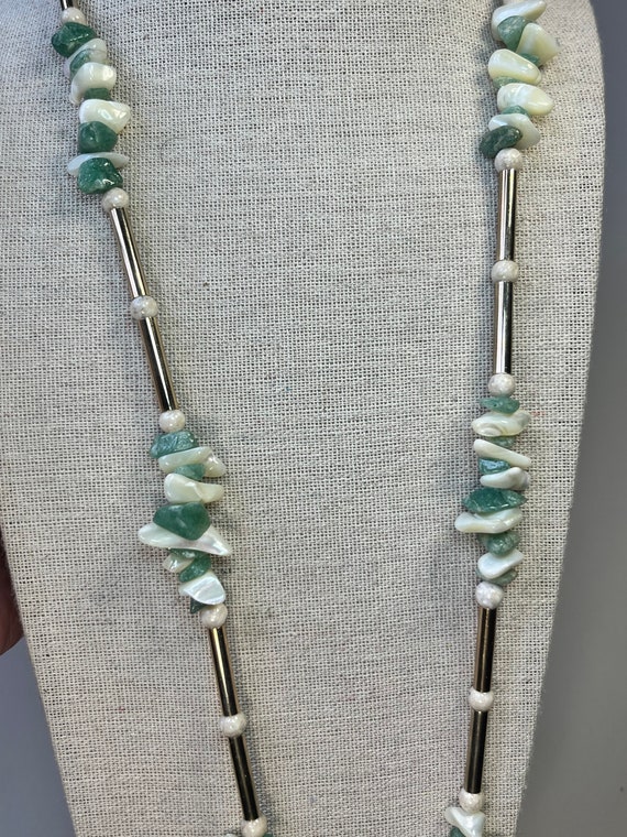 New old stock MONA SO genuine stone chip necklace - Gem