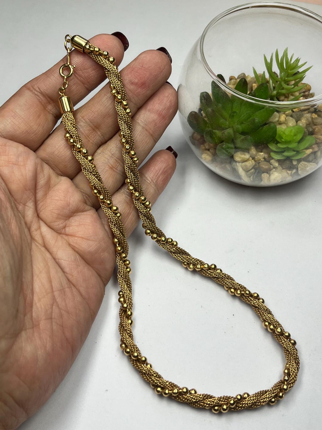 Vintage AVON Gold Tone Bead Wrapped Mesh Necklace - Etsy