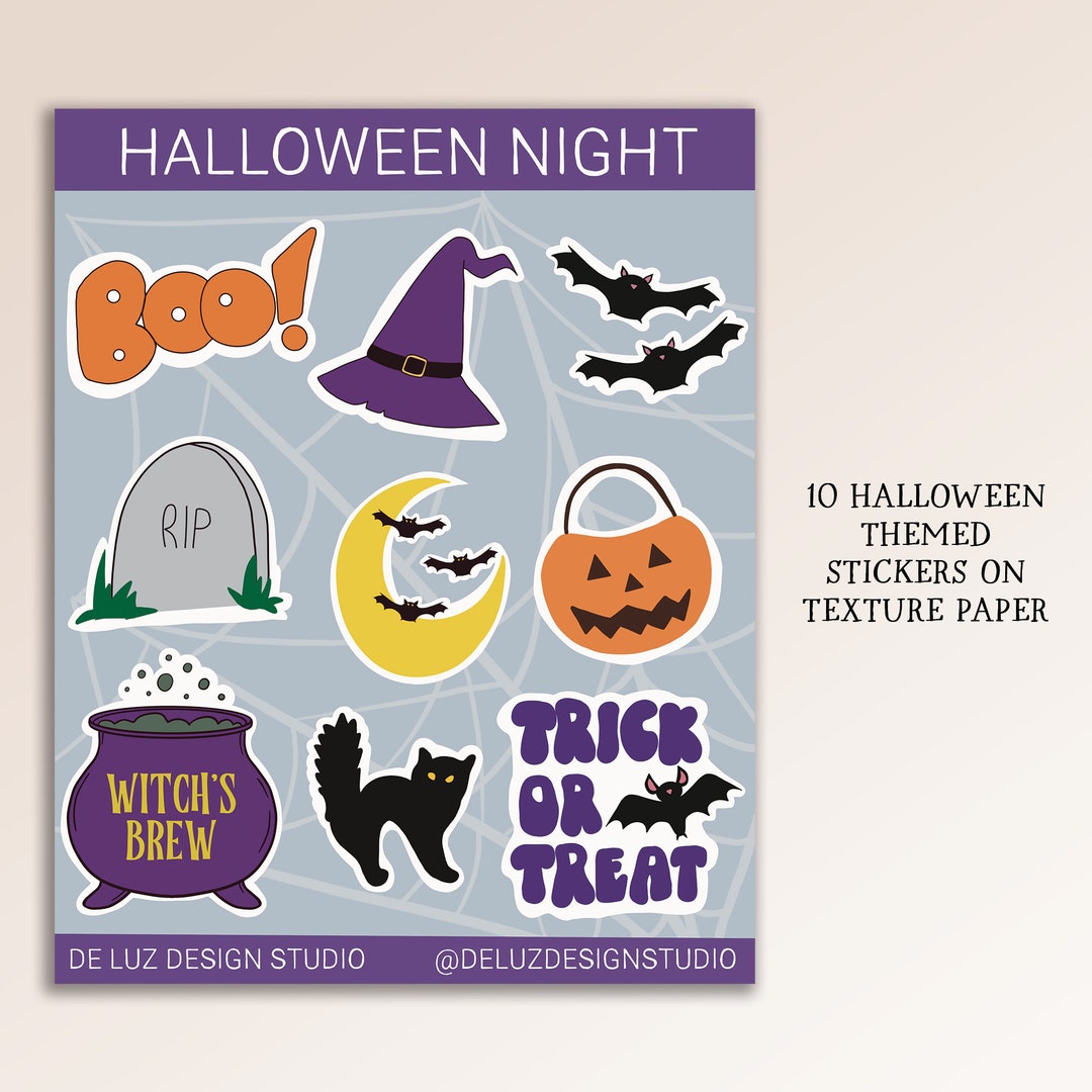 Halloween Night Sticker Sheet | Spooky Stickers for Journal ...